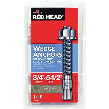 Red Head Trubolt Wedge Anchor 3 4 Dia 5 1 2 L Stainless Steel